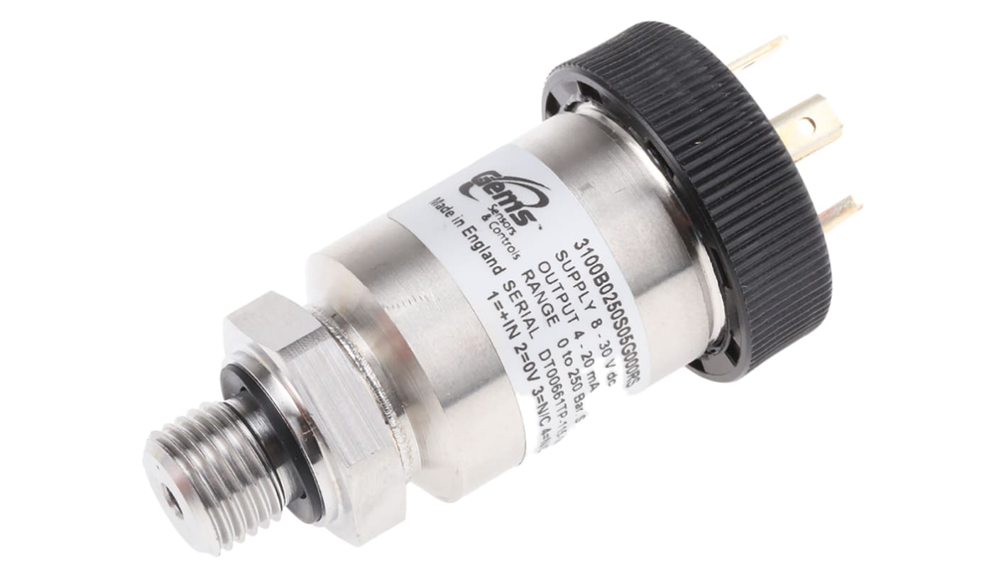3100B0250S05G000 | Gems Sensors Pressure Sensor, 0bar Min, 250bar Max, Current Output, Relative ...