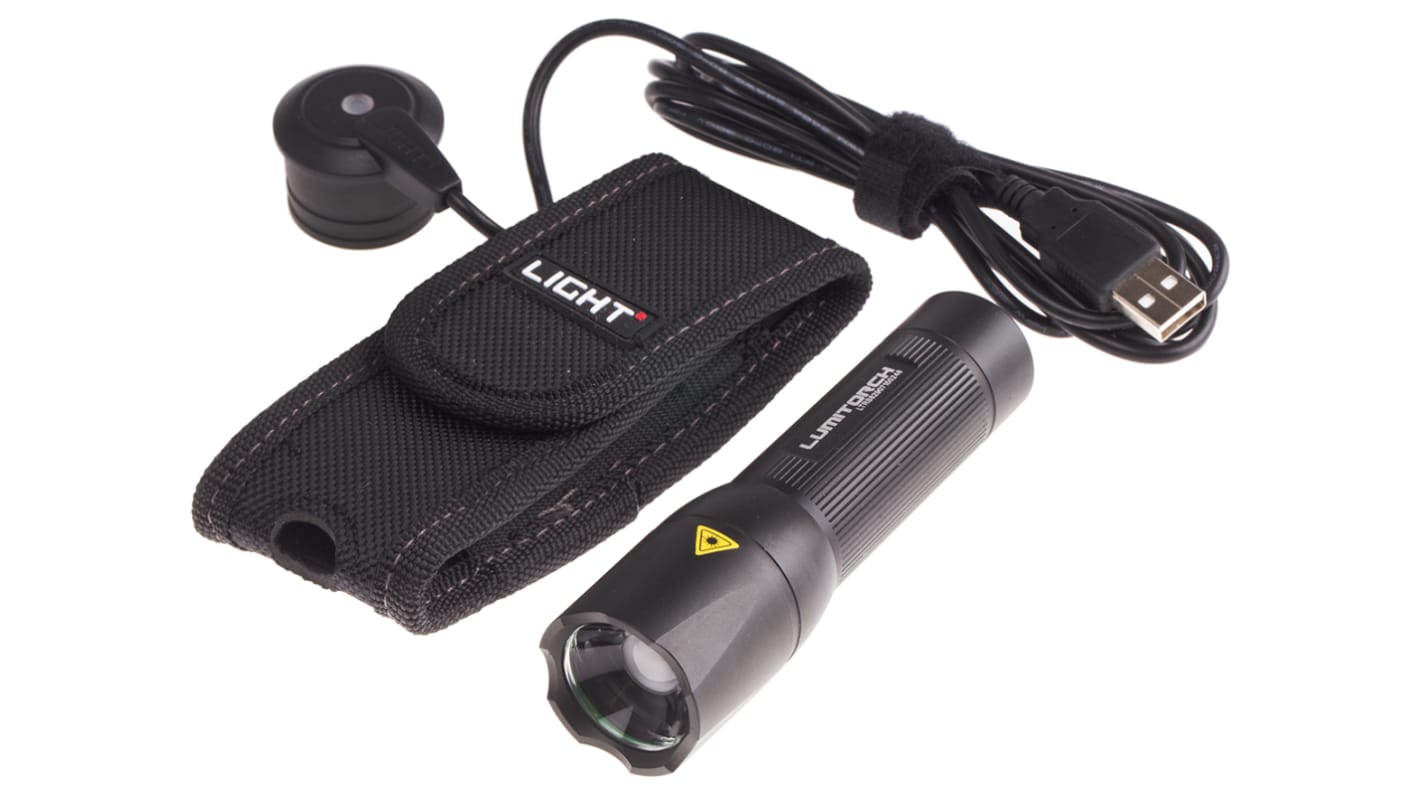 RS PRO LED Torch Black - Rechargeable 200 lm, 130 mm | RS