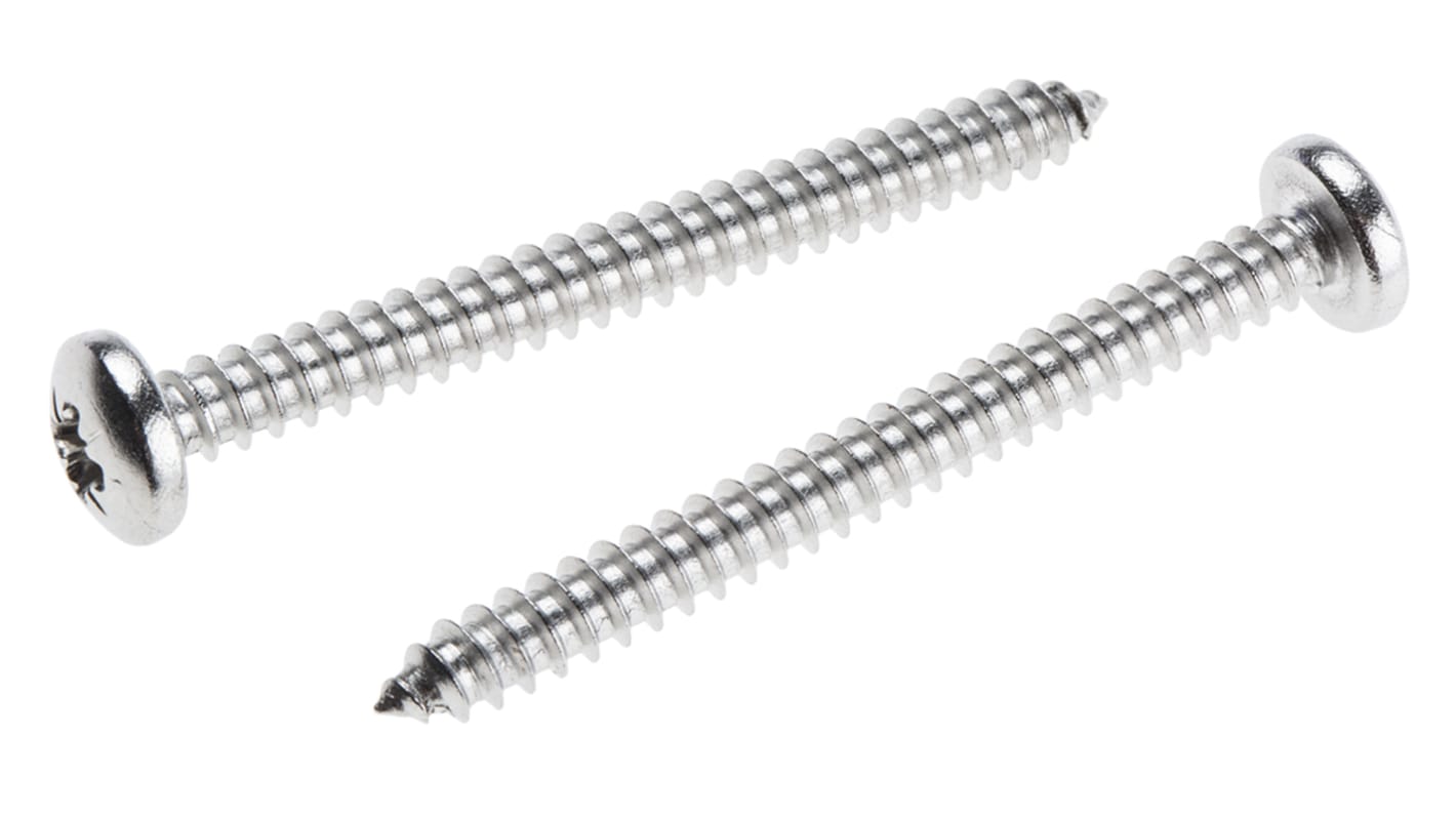 RS PRO Plain Stainless Steel Pan Head Self Tapping Screw, N°10 x 2in ...