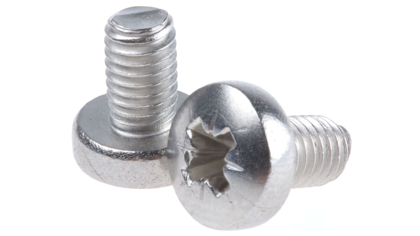 RS PRO Pozi Pan A2 304 Stainless Steel Machine Screws DIN 7985, M5x8mm | RS