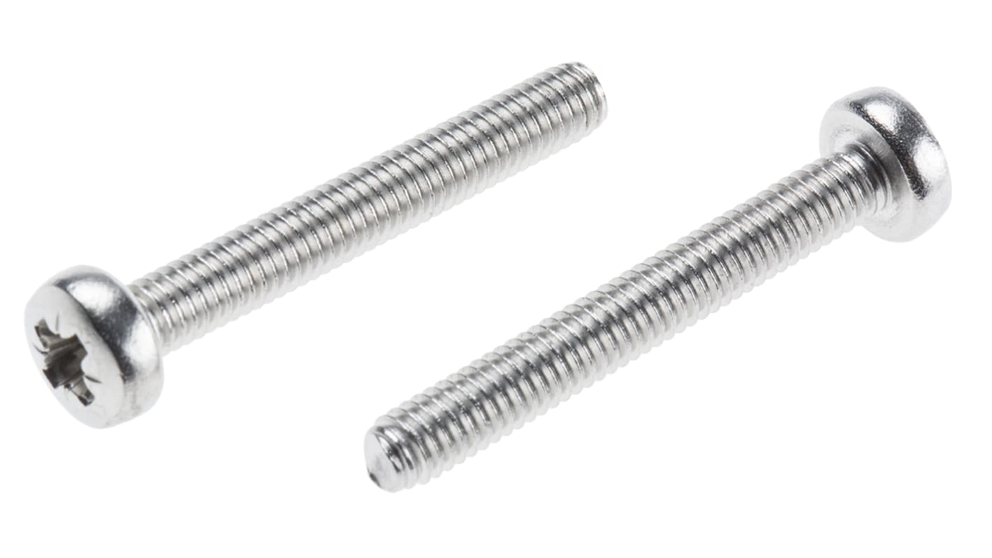 RS PRO Pozidriv Pan A2 304 Stainless Steel Machine Screws DIN 7985Z, M4x30mm | RS
