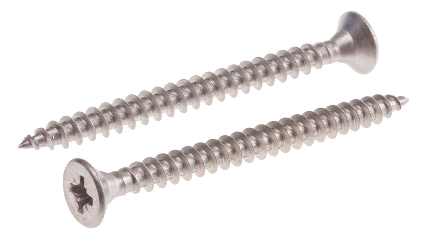 RS PRO Pozidriv Countersunk Stainless Steel Wood Screw, A2 304, 5mm Thread, 60mm Length | RS