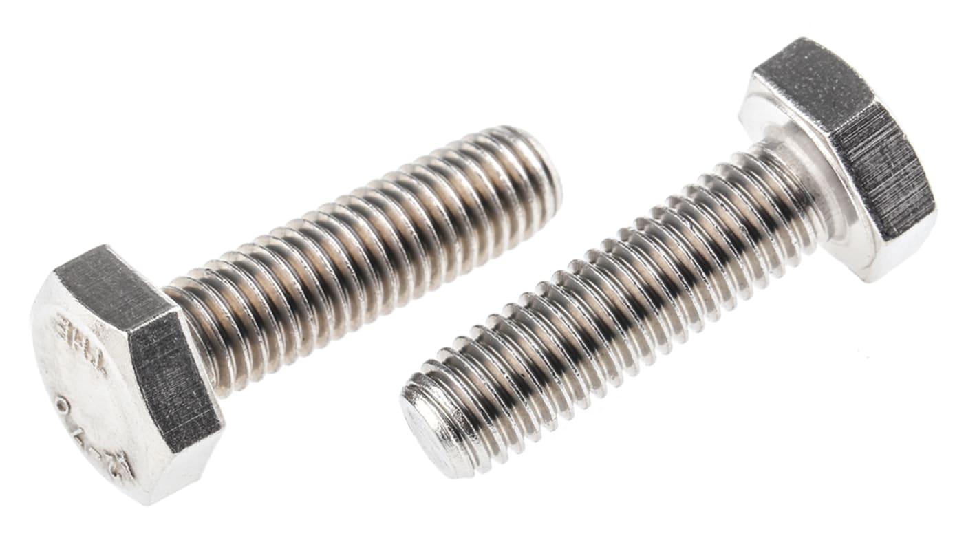 Plain Stainless Steel Hex, Hex Bolt, M10 x 35mm | RS