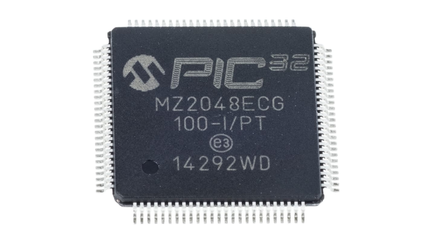Microchip PIC32MZ2048ECG100-I/PT, 32bit PIC Microcontroller, PIC32MZ, 200MHz, 2.048 MB Flash ...
