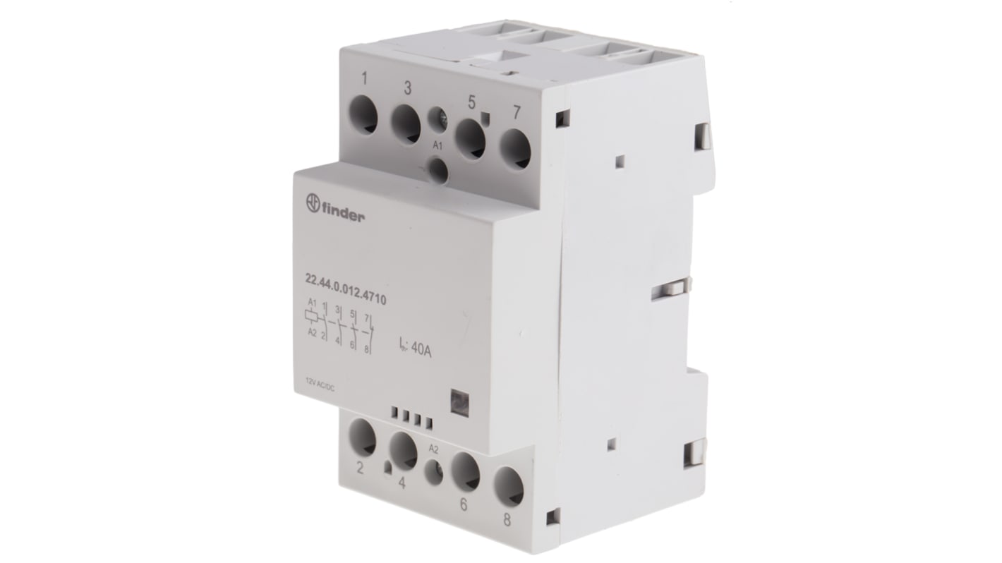 22.44.0.012.4710 | Finder 22 Series Contactor, 12 V ac/dc Coil, 4-Pole ...