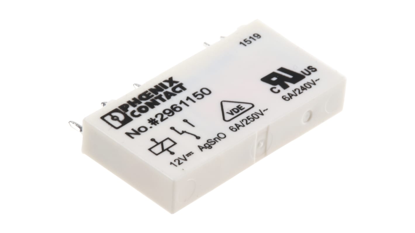 2961150 | Phoenix Contact PCB Mount Power Relay, 12V dc Coil, 6A ...
