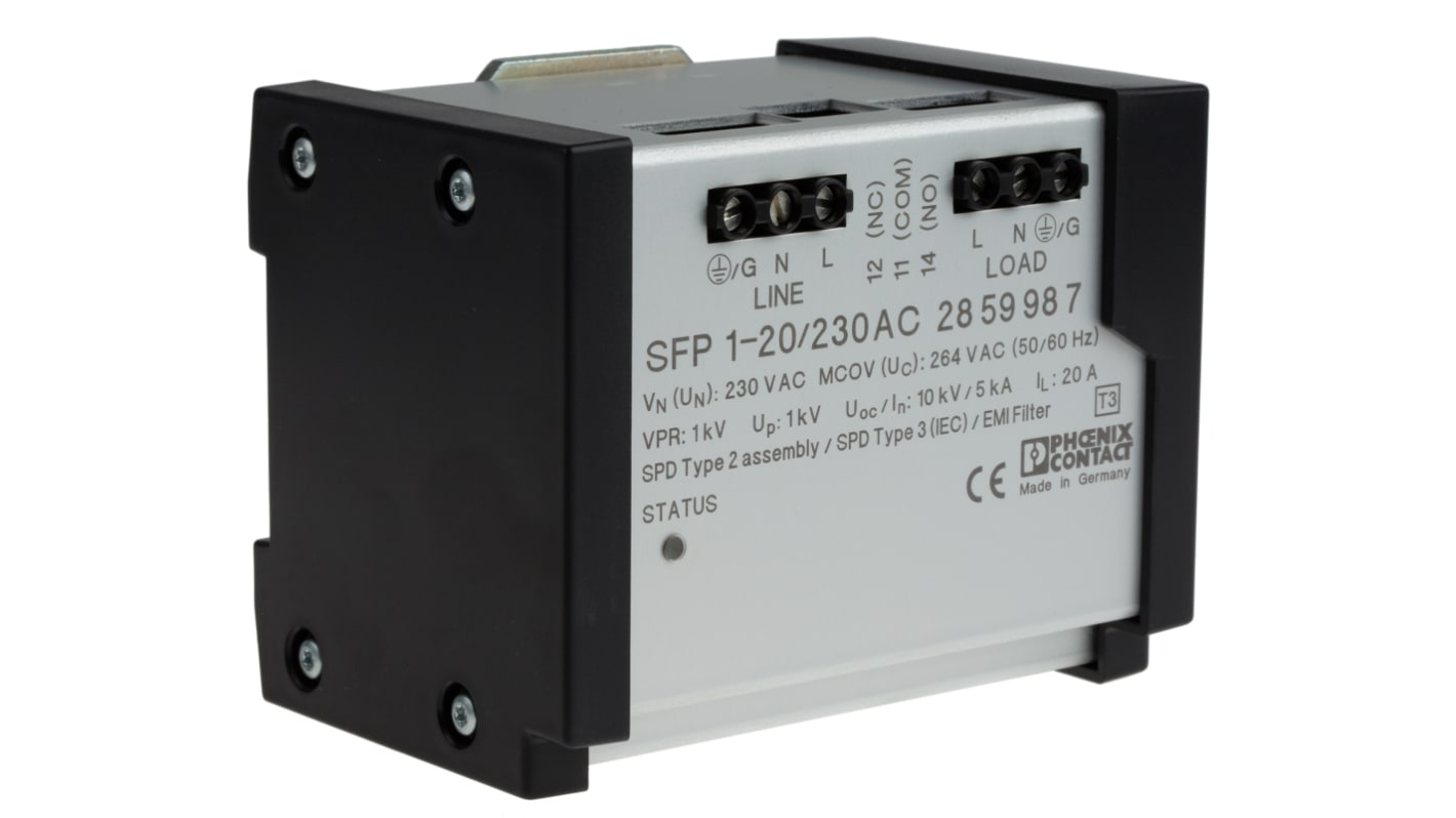 2859987 | Phoenix Contact, SFP 1-20/230AC Surge Protector 264 V ac ...