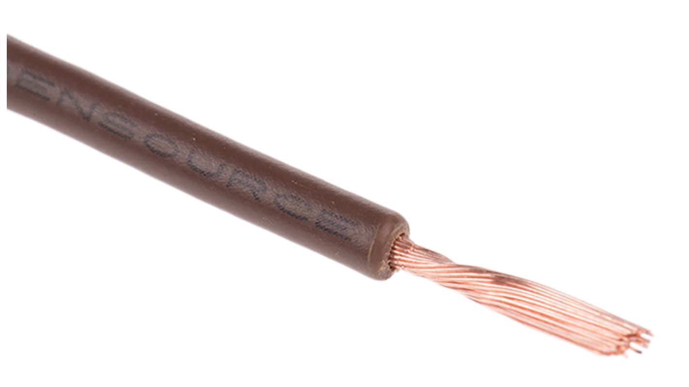 RS PRO Brown 1 mm² Tri-rated Cable, 18 AWG, 32/0.2 mm, 100m, PVC ...