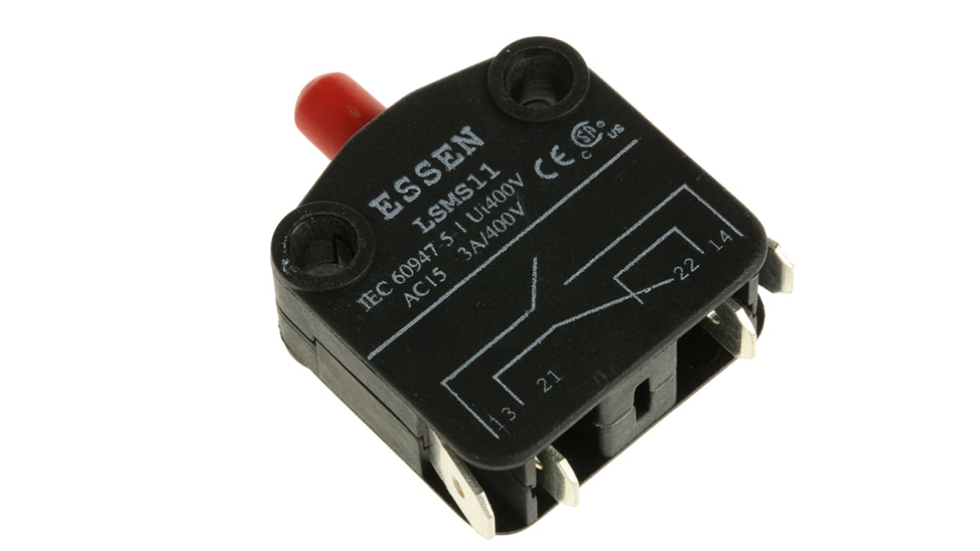 RS PRO Plunger Micro Switch, Quick Connect Terminal, 6 A @ 400 V ac ...