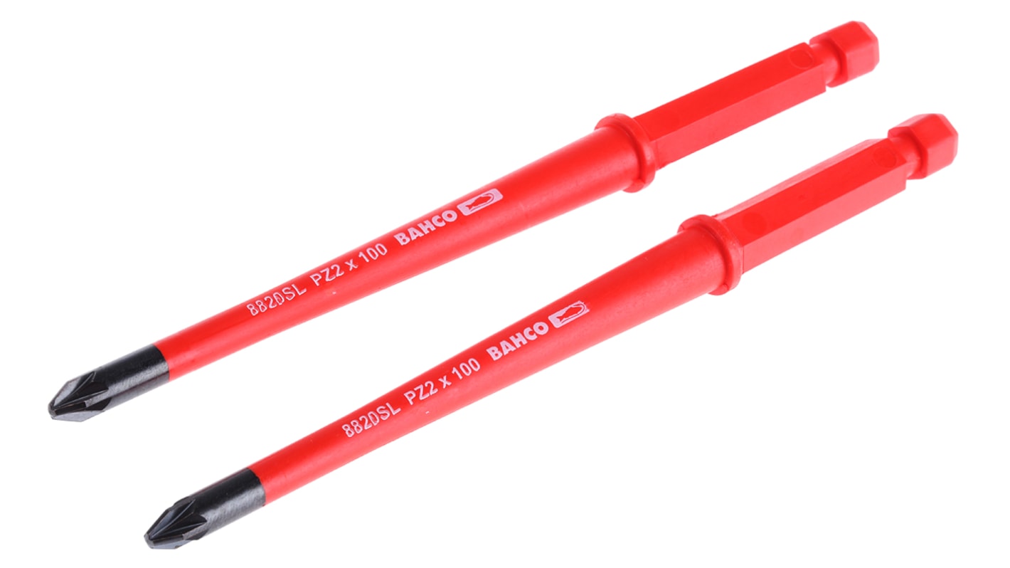 8820SL-2P | Bahco Pozidriv Screwdriver Blade, PZ2 Tip, 100 mm Blade ...
