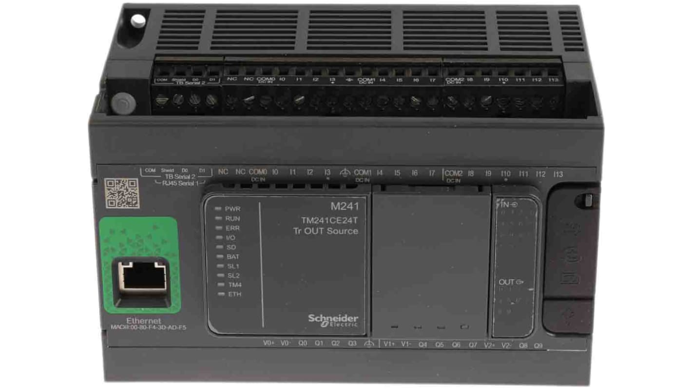 施耐德电气 Modicon M241系列 PLC CPU, 14路, 10路晶体管输出, TM241CE24T | RS
