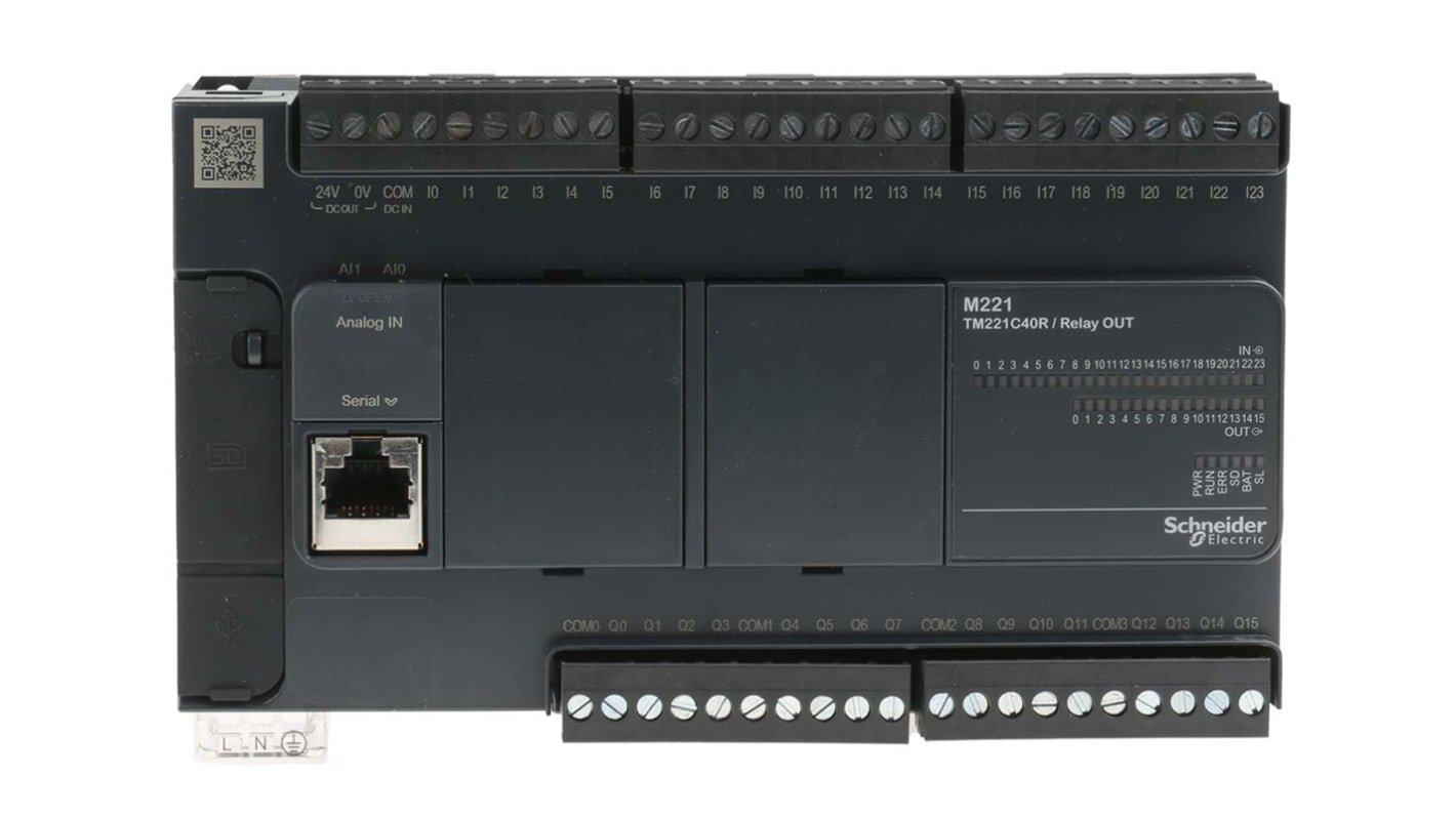 Schneider Electric Modicon M221系列 PLC CPU, 24路, 16路数字输出, 240 V电源 ...
