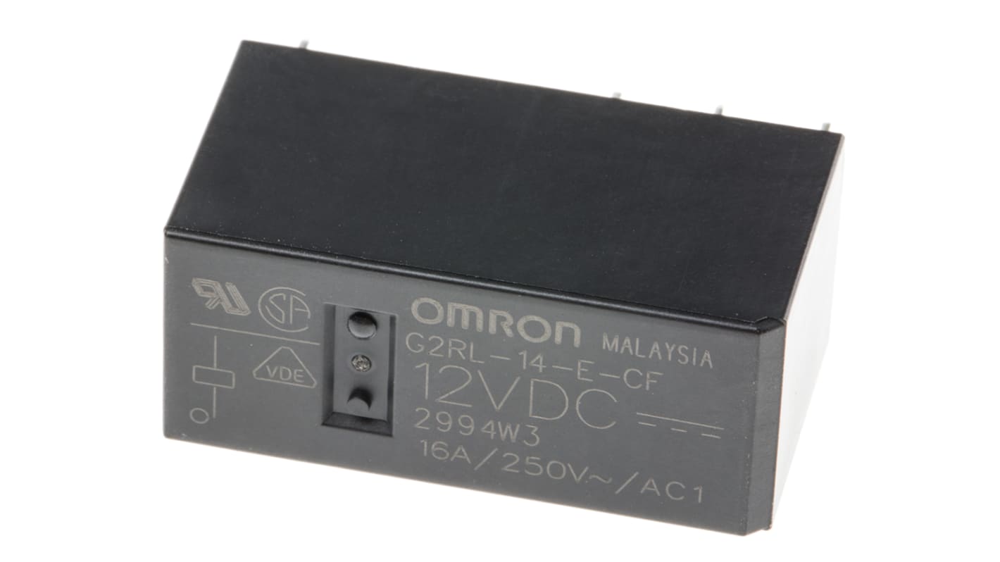 G2RL14ECFDC12BYOMB | Omron PCB Mount Non-Latching Relay, 12V dc Coil, 16A Switching Current ...