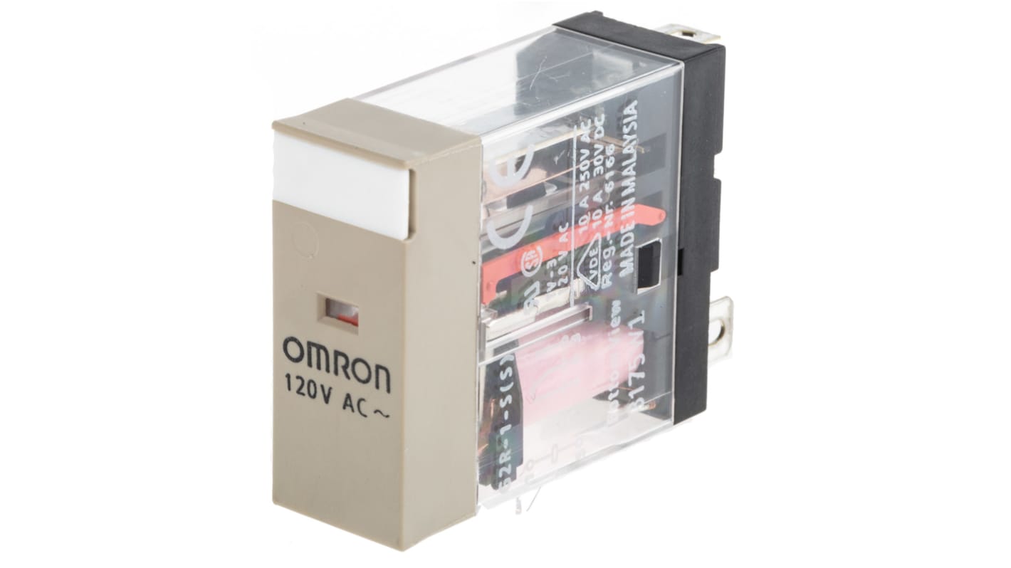G2R-1-S-AC120(S) | Omron PCB Mount Power Relay, 120V ac Coil, 5A Switching Current, SPDT | RS