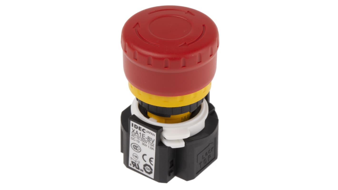 XA1E-BV302R | Idec Emergency Stop Push Button, Panel Mount, SPDT, IP65 | RS