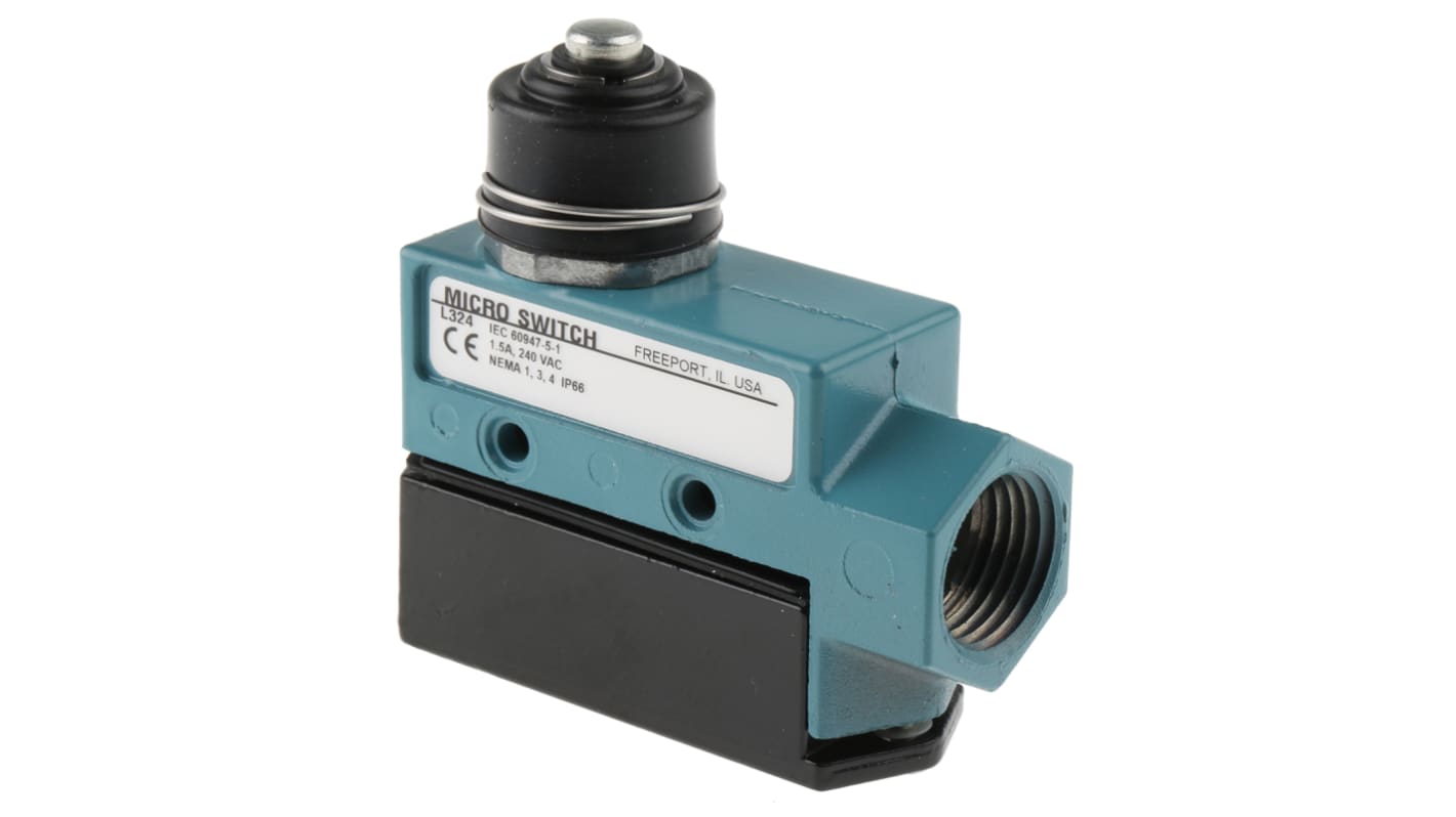 BZE6-2RN | Honeywell BZE6 Series Plunger Limit Switch, NO/NC, IP66, SPDT, Die Cast Zinc Housing ...