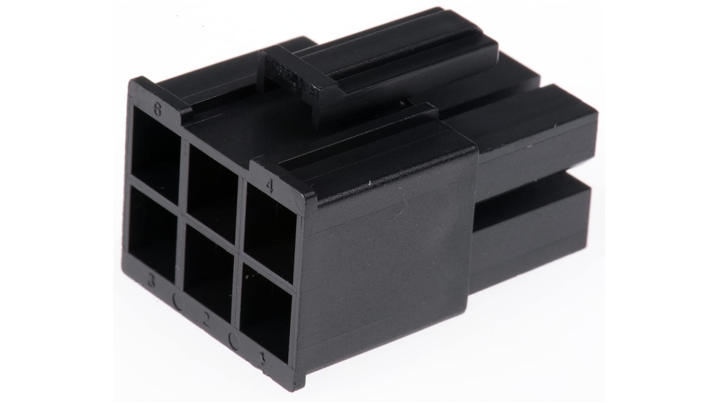 171692-0106 | Molex, Mega-Fit Male Connector Housing, 5.7mm Pitch, 6 Way, 2 Row | RS