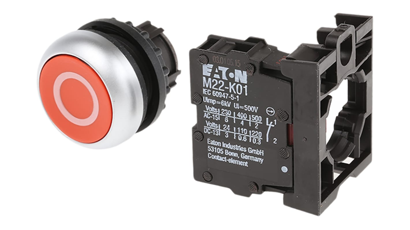 216510 M22-D-R-X0/K01 | Eaton RMQ Titan M22 Drucktaster Tafelmontage, EIN-AUS Schalter, 1-polig | RS