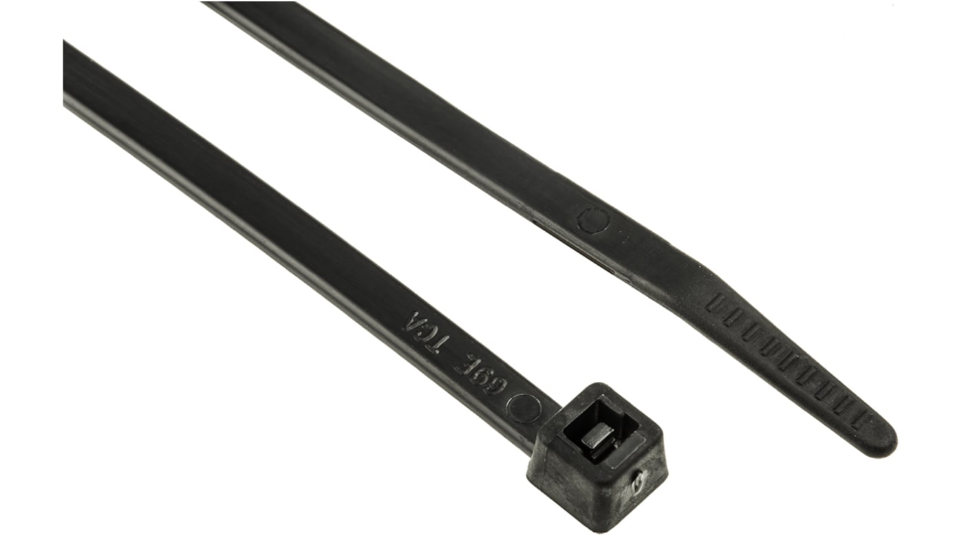 111-06200 T50M-PA66-BK | HellermannTyton Cable Tie, Inside Serrated, 245mm x 4.6 mm, Black ...