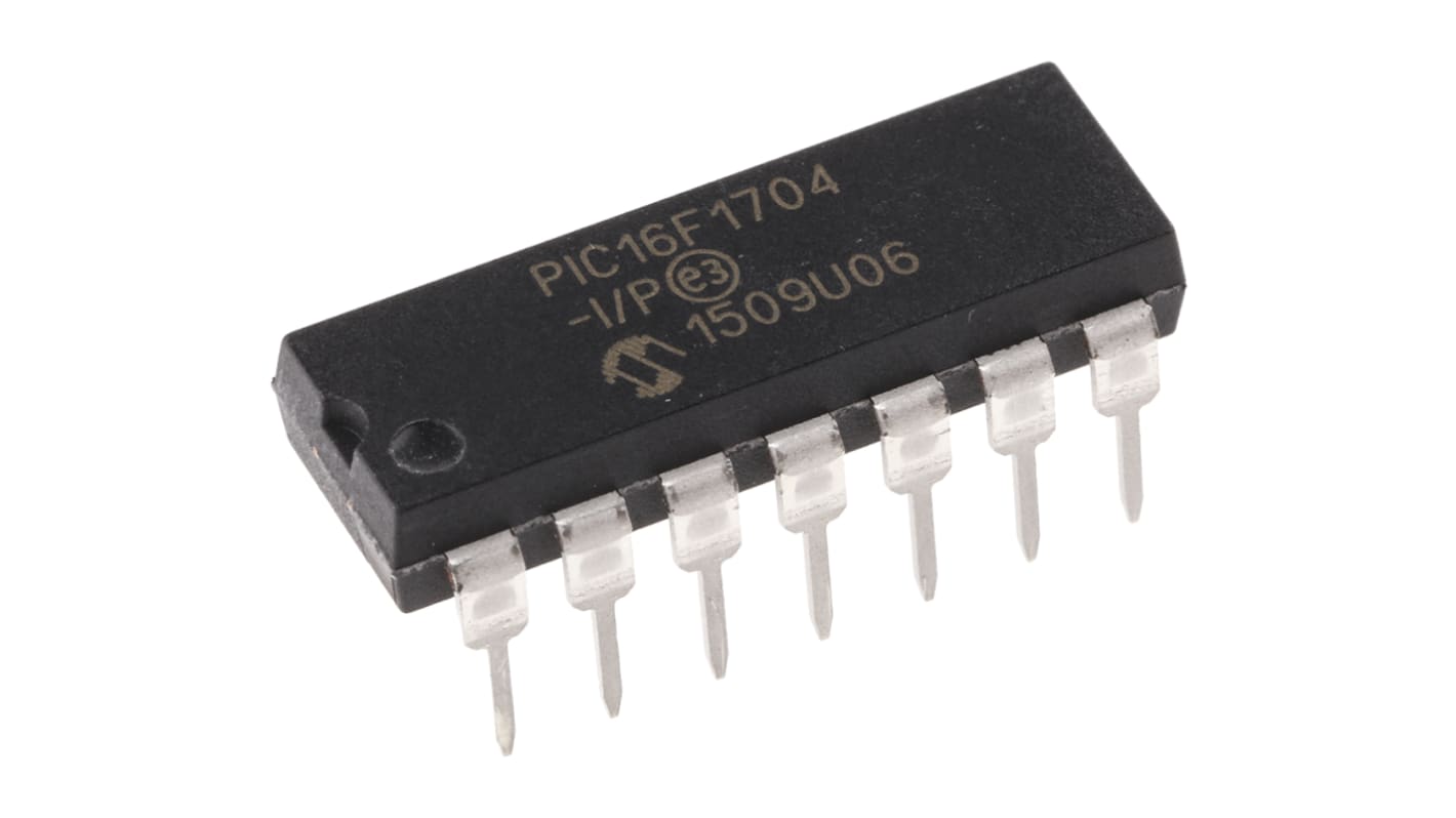 Microchip PIC16F1704-I/P, 8bit PIC Microcontroller, PIC16F, 32MHz, 4096 words Flash, 14-Pin PDIP ...