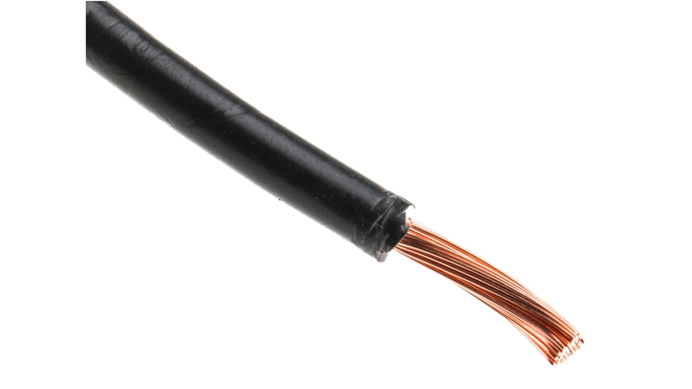 RS PRO Black 4 mm² Hook Up Wire, 12 AWG, 52/0.3 mm, 100m, PVC ...