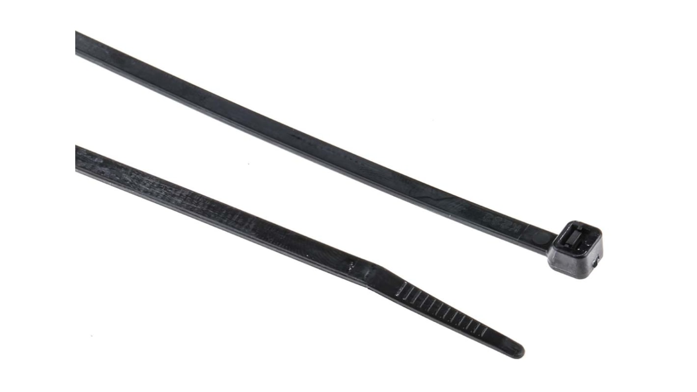 RS PRO Cable Tie, Flame Retardant, 203mm x 4.8mm, Black Nylon, Pk-100 | RS