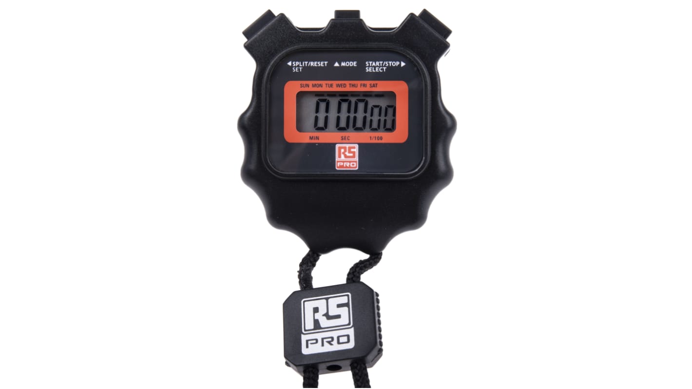 RS PRO Black Digital Pocket Stopwatch 24 h 40 min 1 s | RS