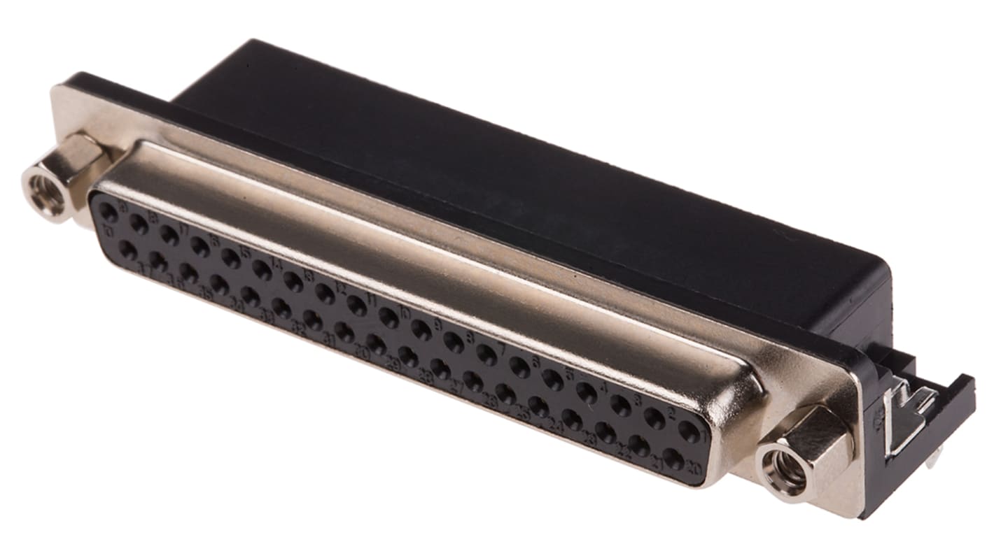 RS PRO 37 Way Right Angle Through Hole D-sub Connector Socket, 2.77mm Pitch, with 4-40 UNC ...