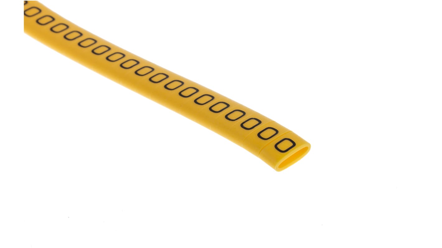 RS PRO Slide On Cable Markers, Black on Yellow, Pre-printed "0", 3.5 → ...
