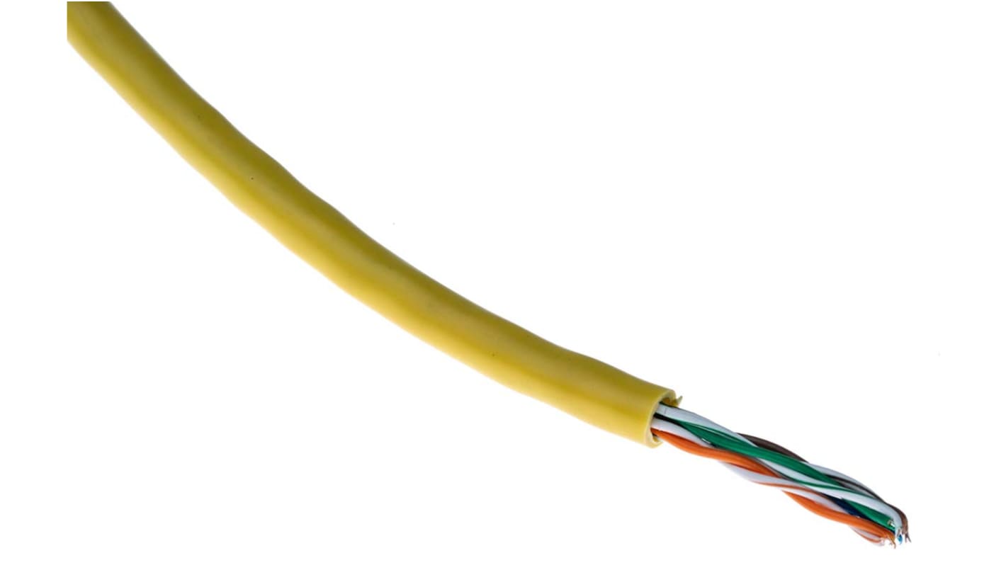 RS PRO Cat5 Ethernet Cable, U/UTP, Yellow PVC Sheath, 50m | RS