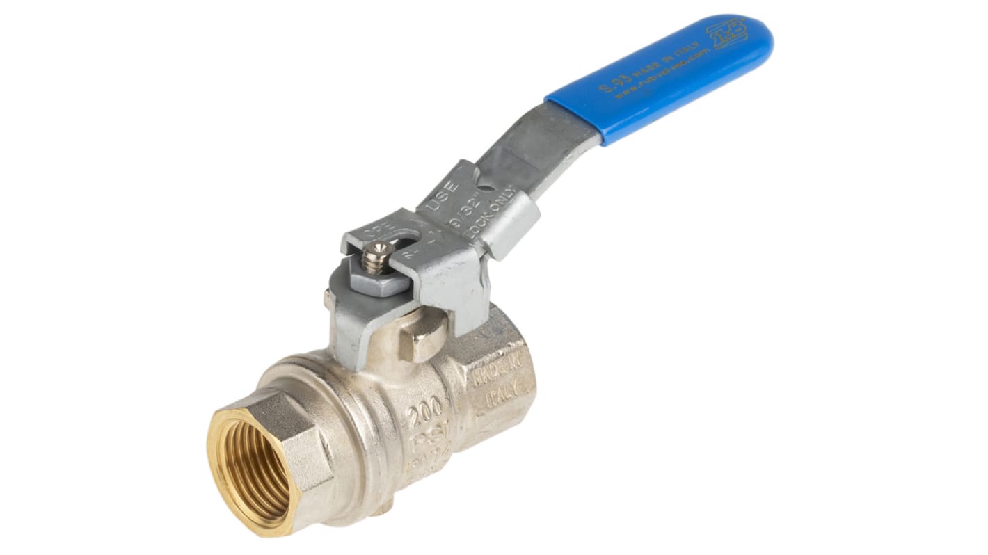 RS PRO Brass Full Bore, 2 Way, Ball Valve, BSP 1/2in, 14bar Operating ...