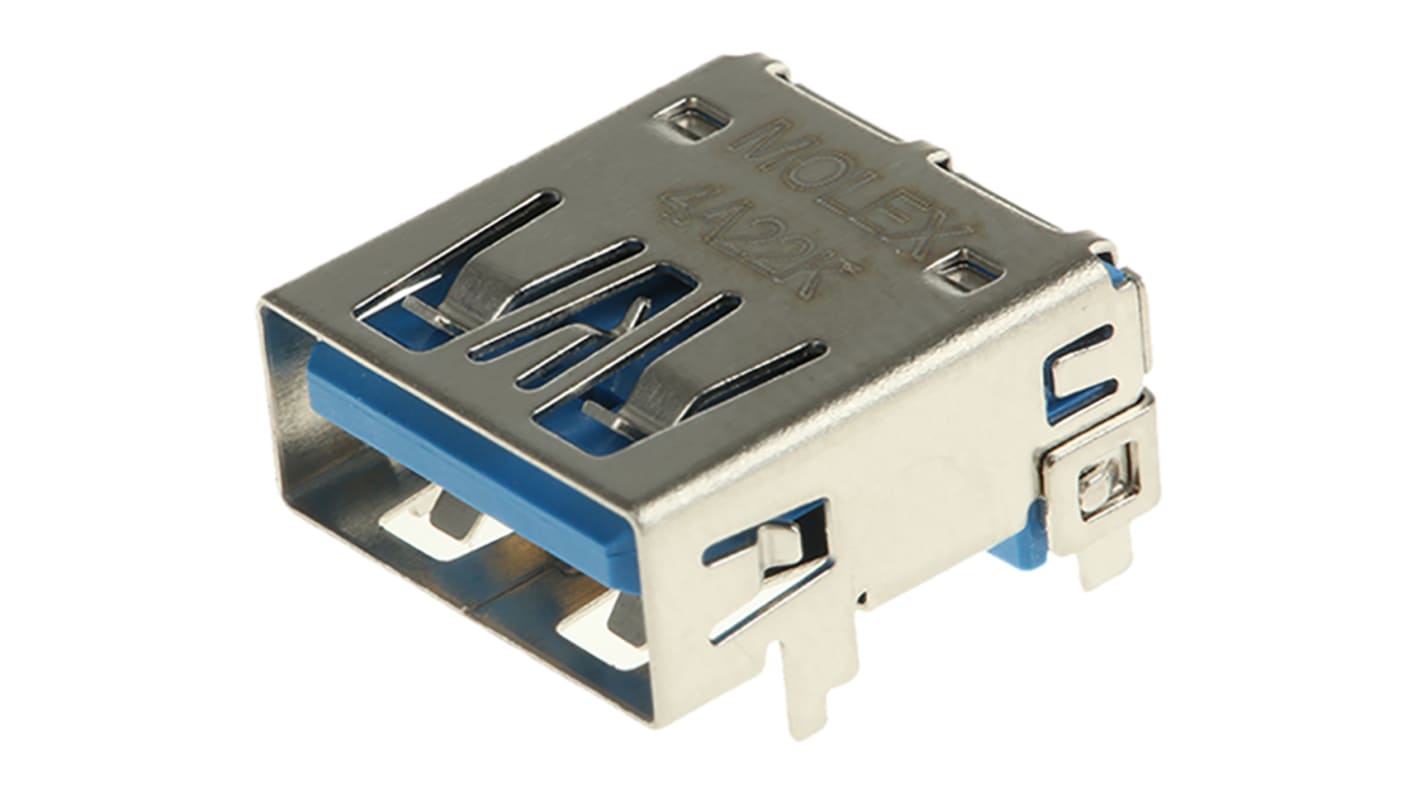 48393-0003 | Molex Right Angle, Through Hole, Socket Type A 3.0 USB ...