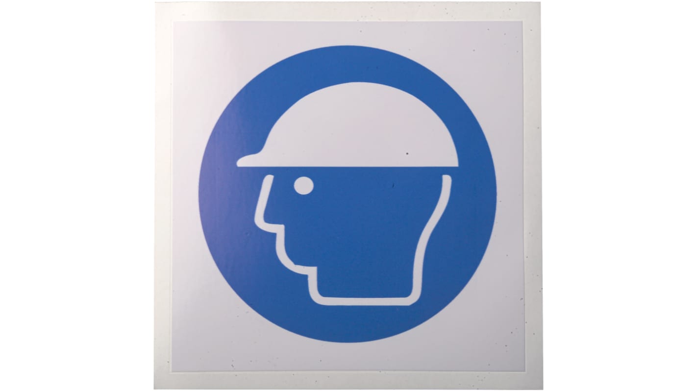 RS PRO Vinyl Mandatory Head Protection Sign With Pictogram Only Text | RS