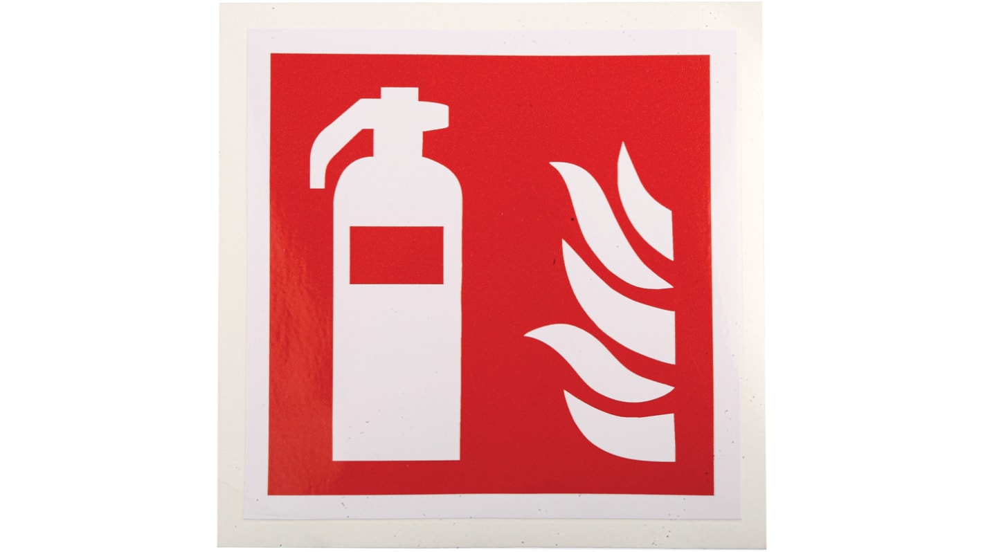 Vinyl Fire Safety Sign, With Pictogram Only Text Self-Adhesive | RS