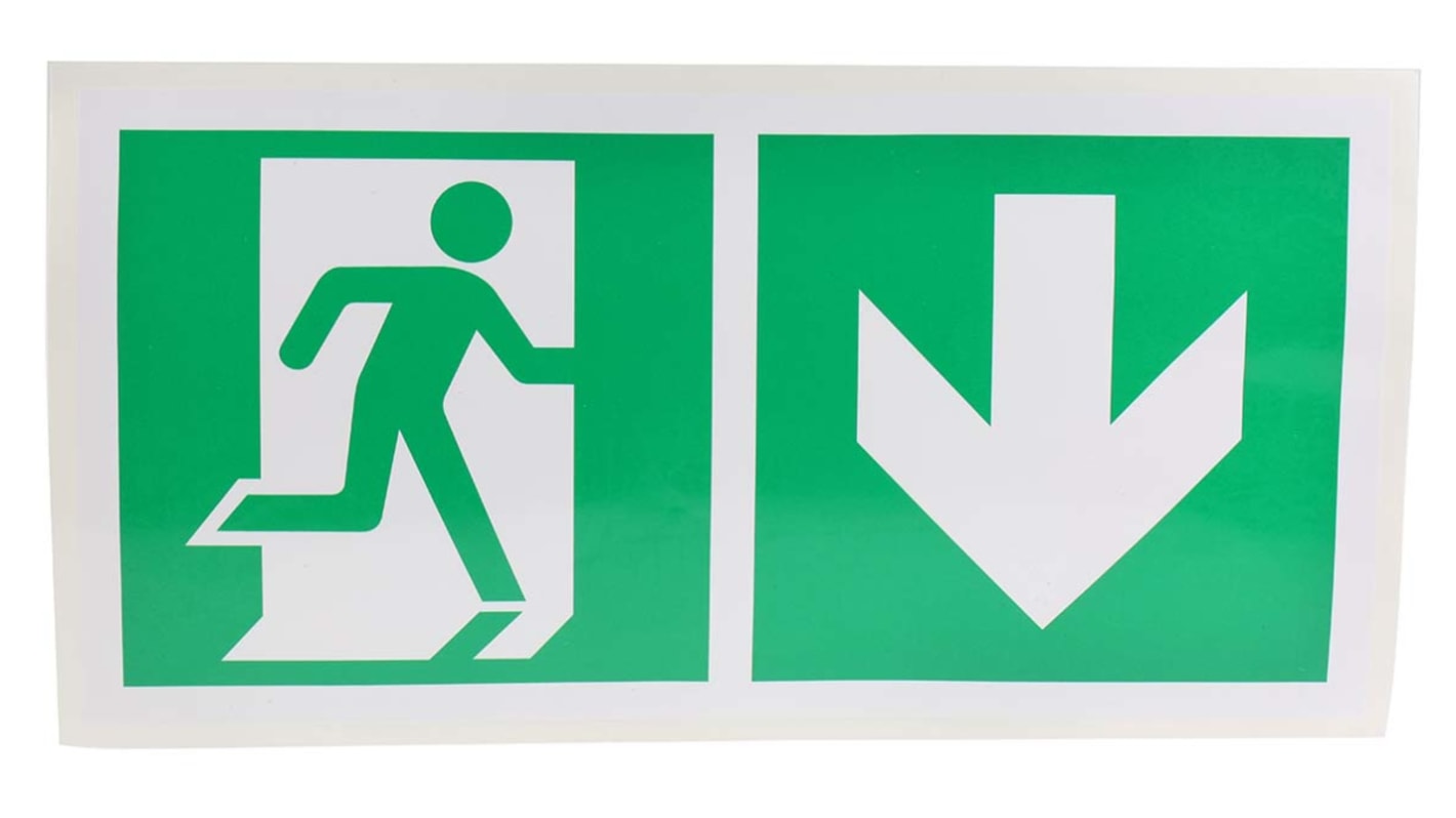 Vinyl Emergency Exit Down, With Pictogram Only, Non-Illuminated ...