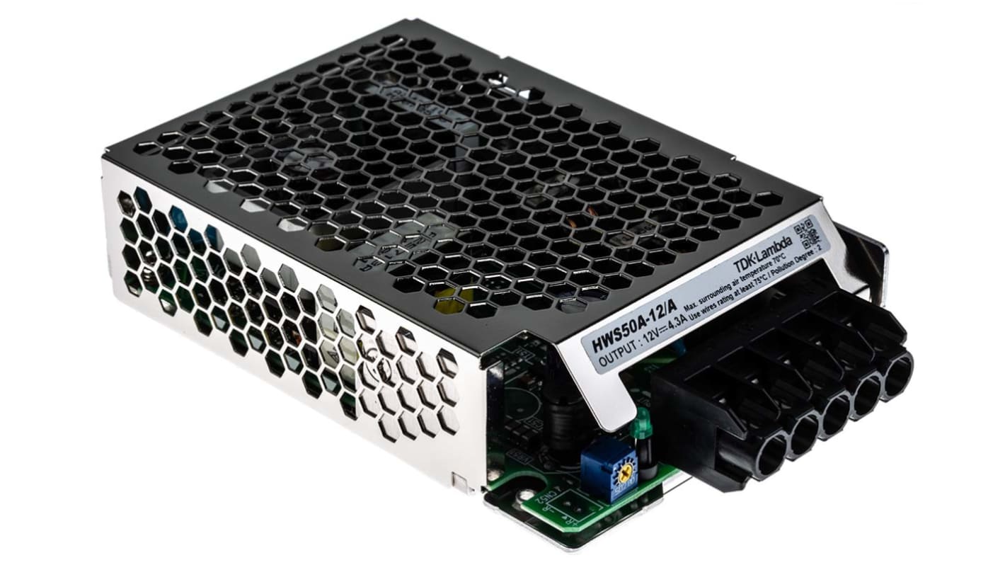 HWS50A-12/A | TDK-Lambda Switching Power Supply, 12V dc, 4.3A, 50W, 1 Output 120 → 370 V dc, 85 ...