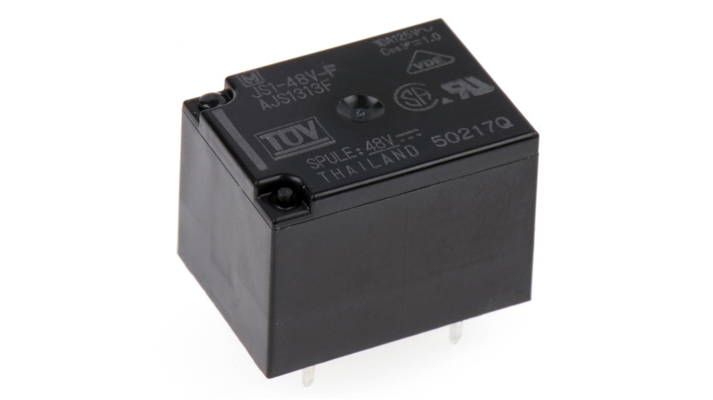JS1-48V-F | Panasonic PCB Mount Non-Latching Relay, 48V dc Coil, 5A ...