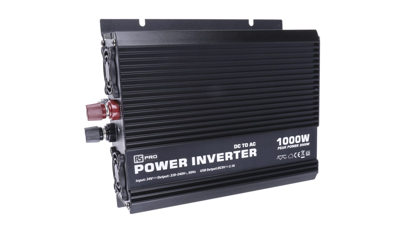 RS PRO Modified Sine Wave 1000W Power Inverter, 24V dc Input, 230V ac Output | RS