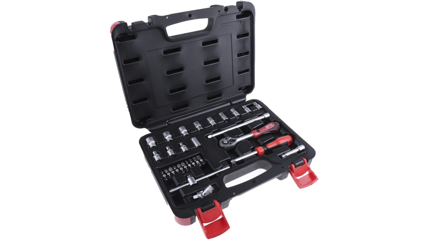RS PRO 29-Piece Metric 1/4 in Standard Socket/Bit Set with Ratchet | RS