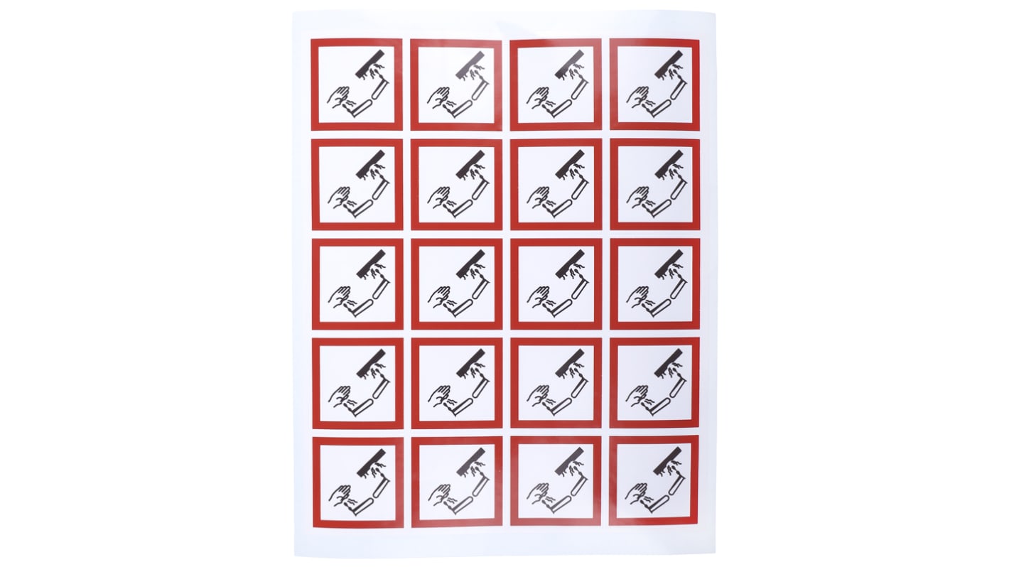 RS PRO Black, Red, White Gloss Polymeric Vinyl Safety Labels 40 mm x ...