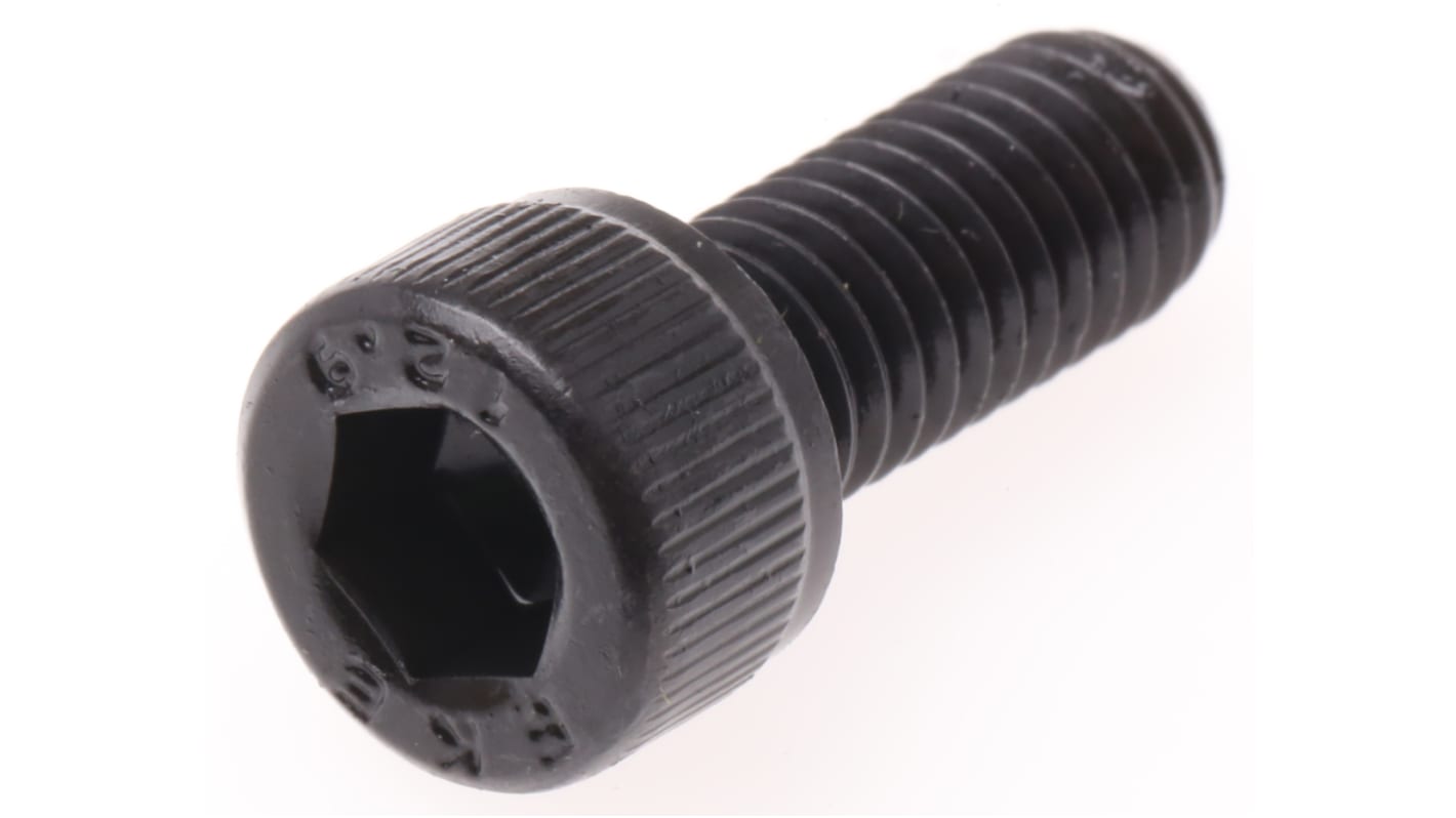 RS PRO Black, Self-Colour Steel Hex Socket Cap Screw, DIN 912, M6 x ...