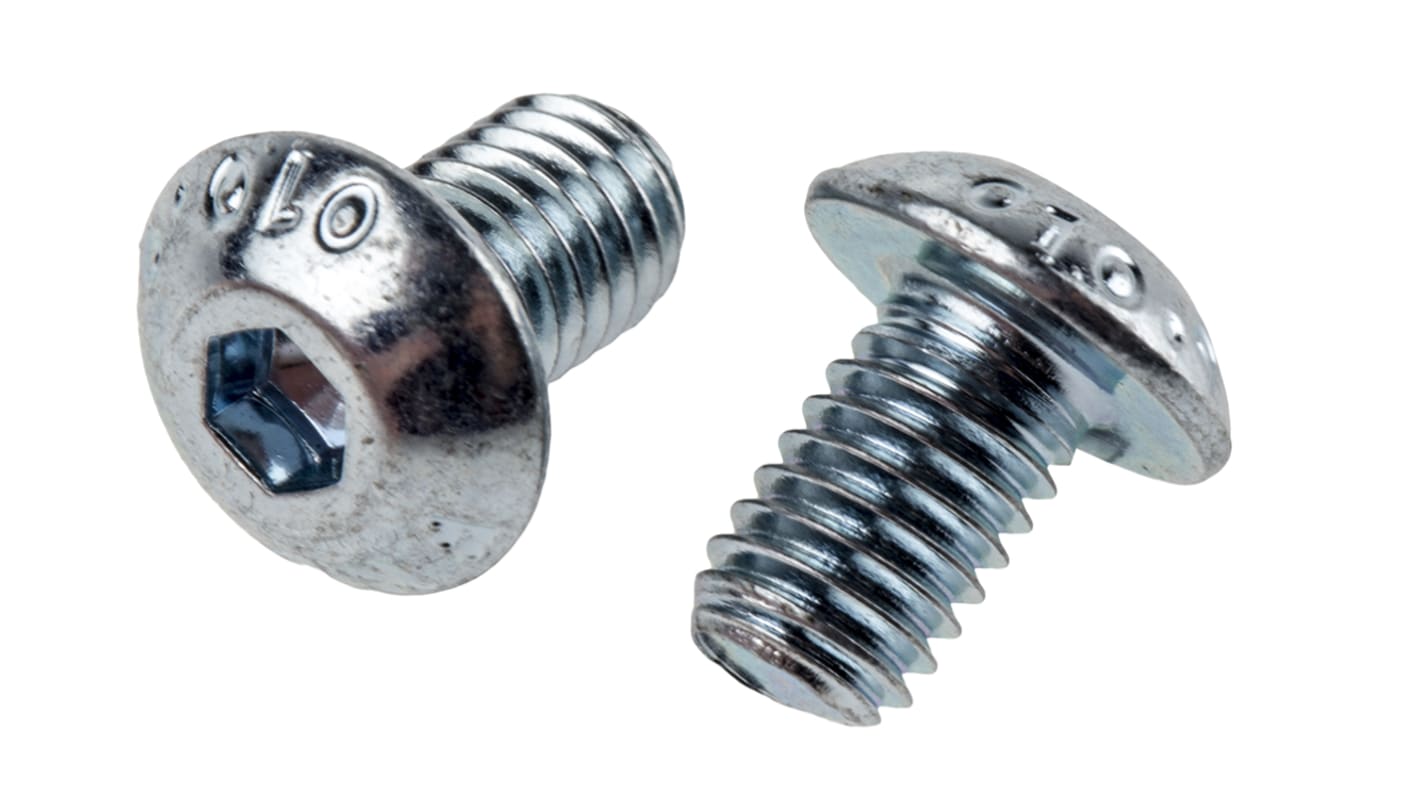 RS PRO Bright Zinc Plated Steel Hex Socket Button Screw, ISO 7380, M5 x 8mm | RS