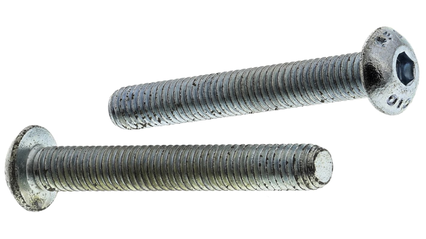 RS PRO Bright Zinc Plated Steel Hex Socket Button Screw, ISO 7380, M5 x 35mm | RS