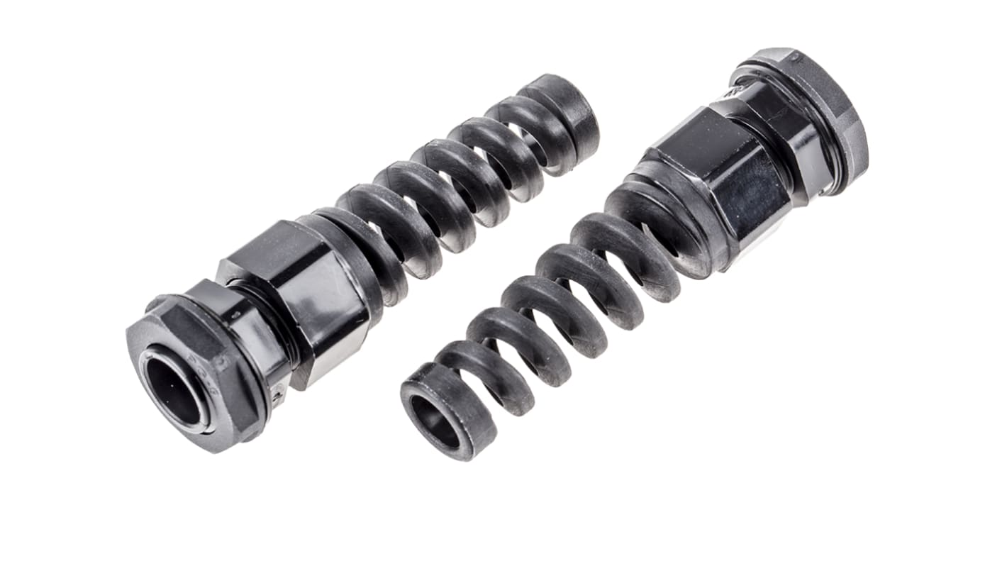 RS PRO Black Nylon Cable Gland, PG9 Thread, 4mm Min, 8mm Max, IP68 | RS