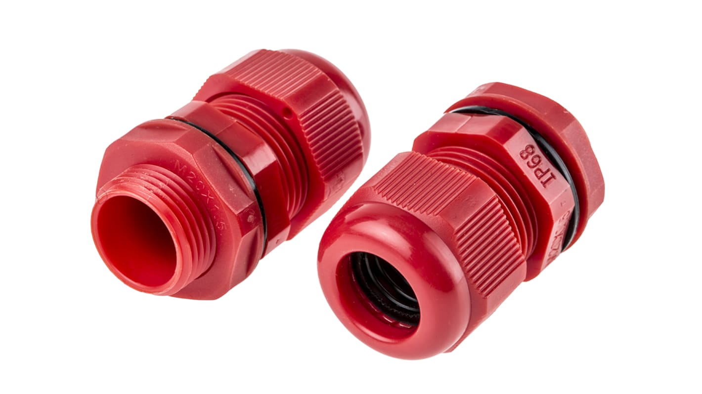 RS PRO Red Nylon Cable Gland, M20 Thread, 10mm Min, 14mm Max, IP68 | RS