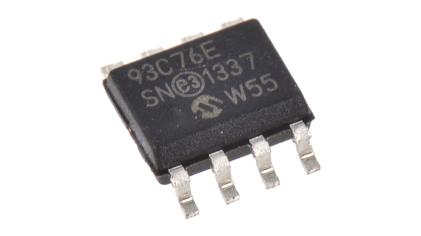 Microchip 93C76-E/SN, 8kbit Serial EEPROM Memory, 400ns 8-Pin SOIC Serial-3 Wire | RS