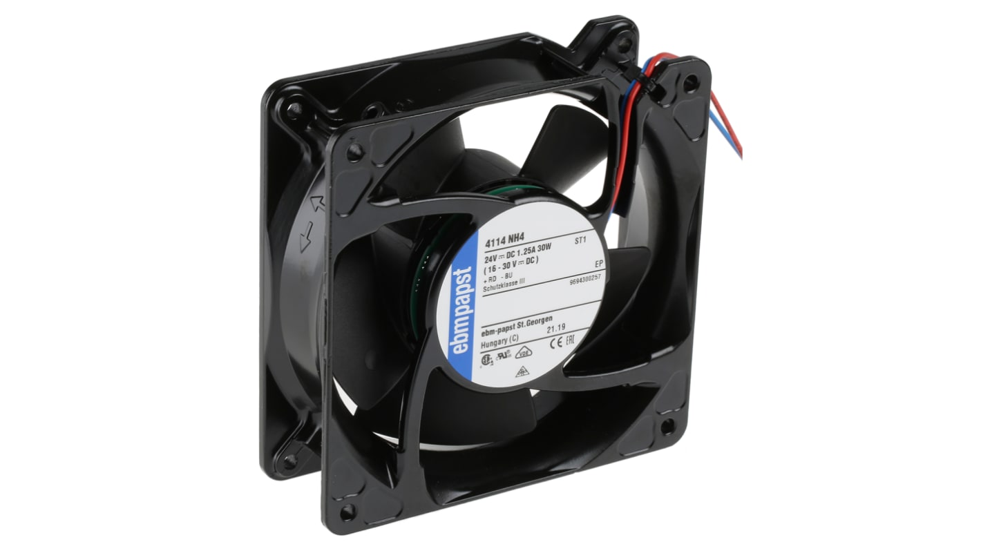 4114NH4 | ebm-papst 4100 NH4 - S-Force Series Axial Fan, 24 V dc, DC Operation, 355m³/h, 30W ...