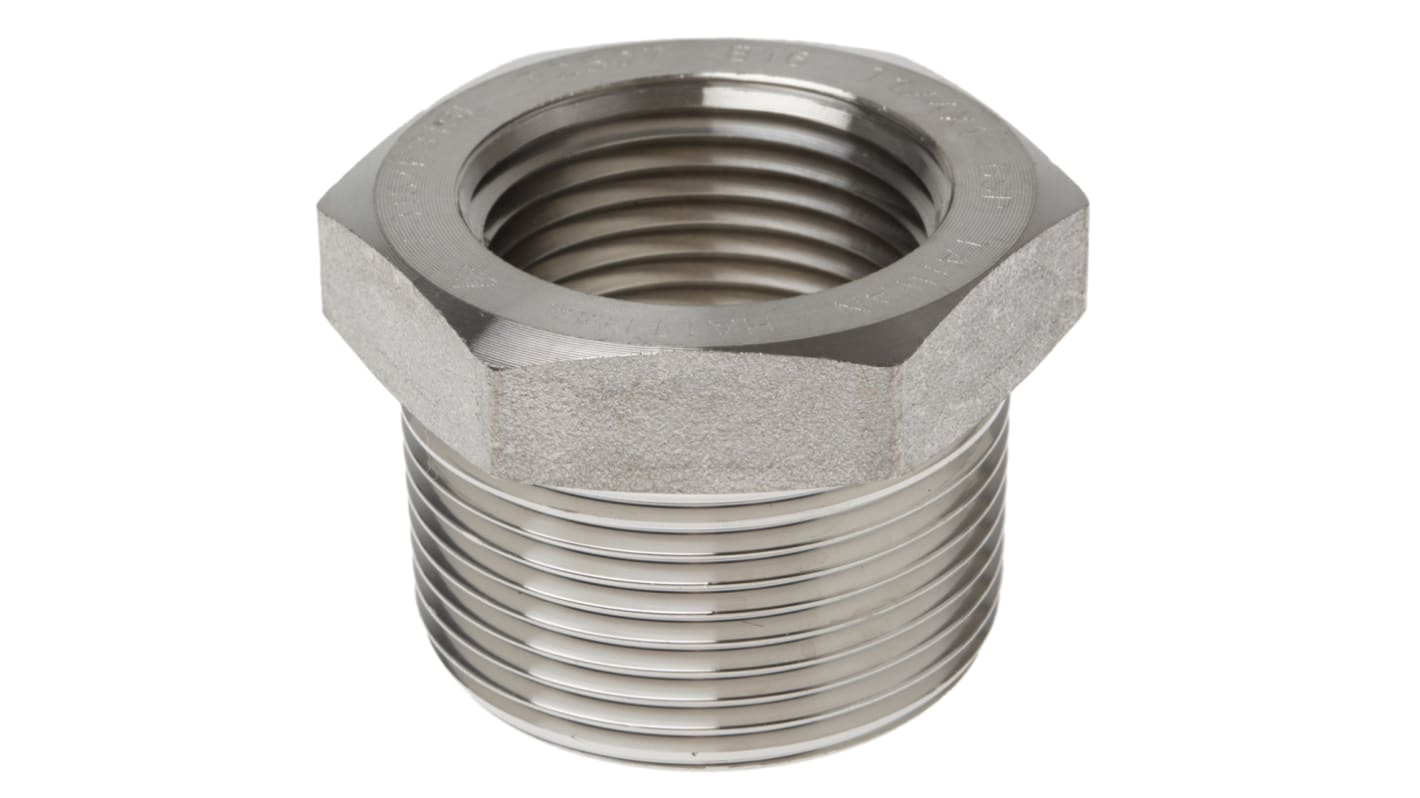 RS PRO Stainless Steel Pipe Fitting, Straight Hexagon Bush, Male R 1-1 ...