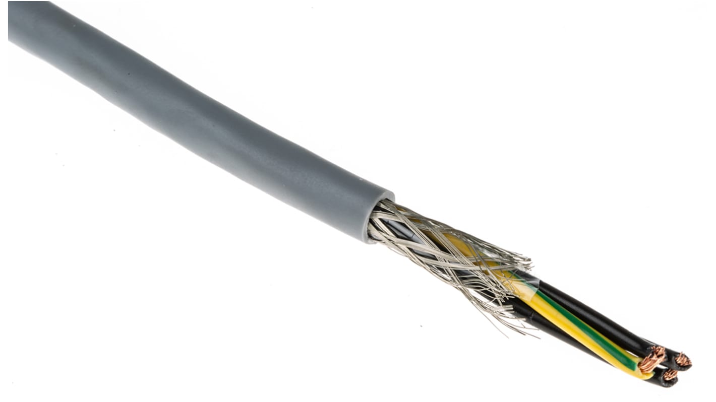 RS PRO Control Cable, 4 Cores, 0.5 mm², CY, Screened, 50m, Grey PVC ...