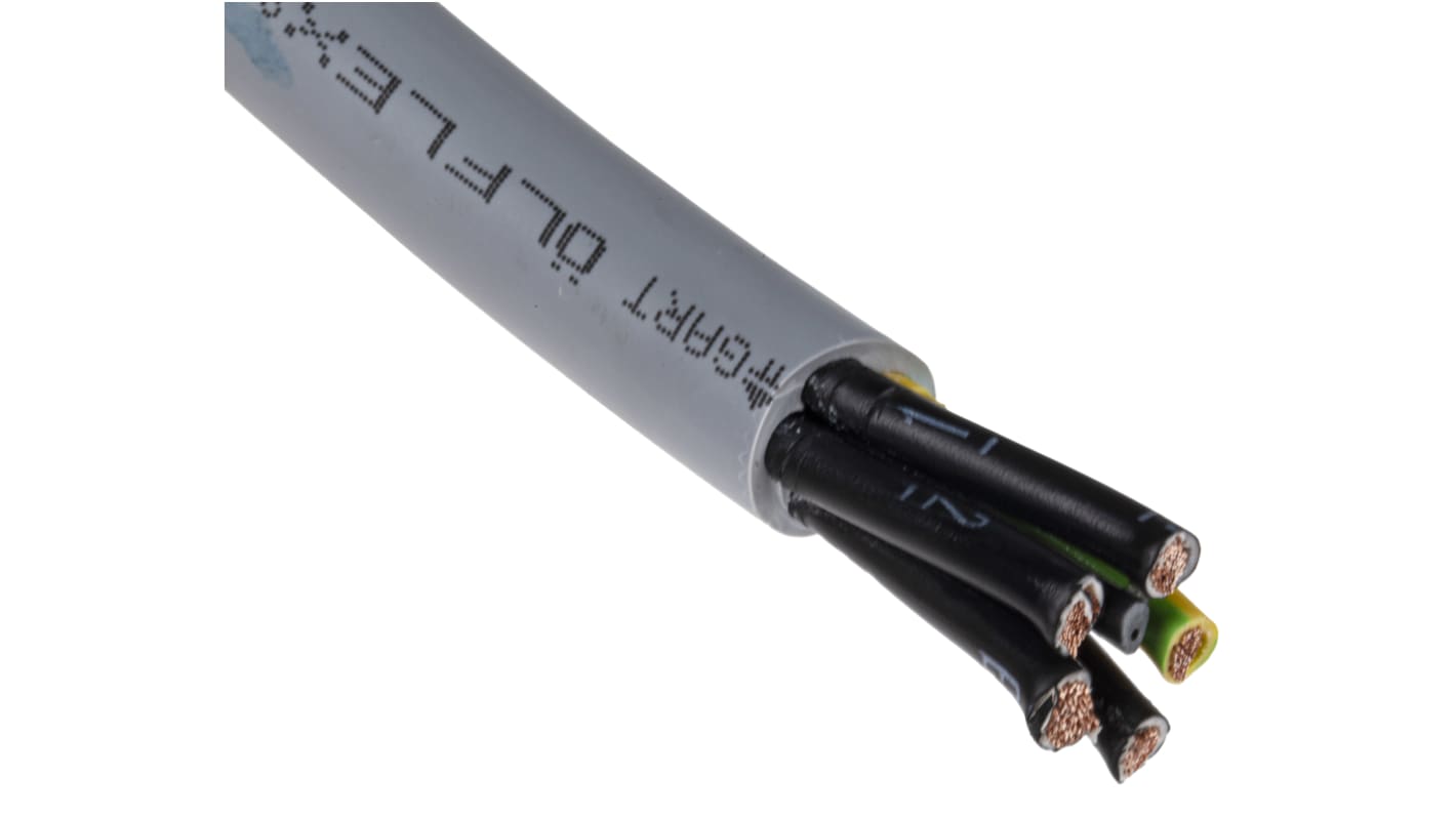 RS PRO Control Cable, 5 Cores, 6 mm², YY, Unscreened, 50m, Grey PVC ...